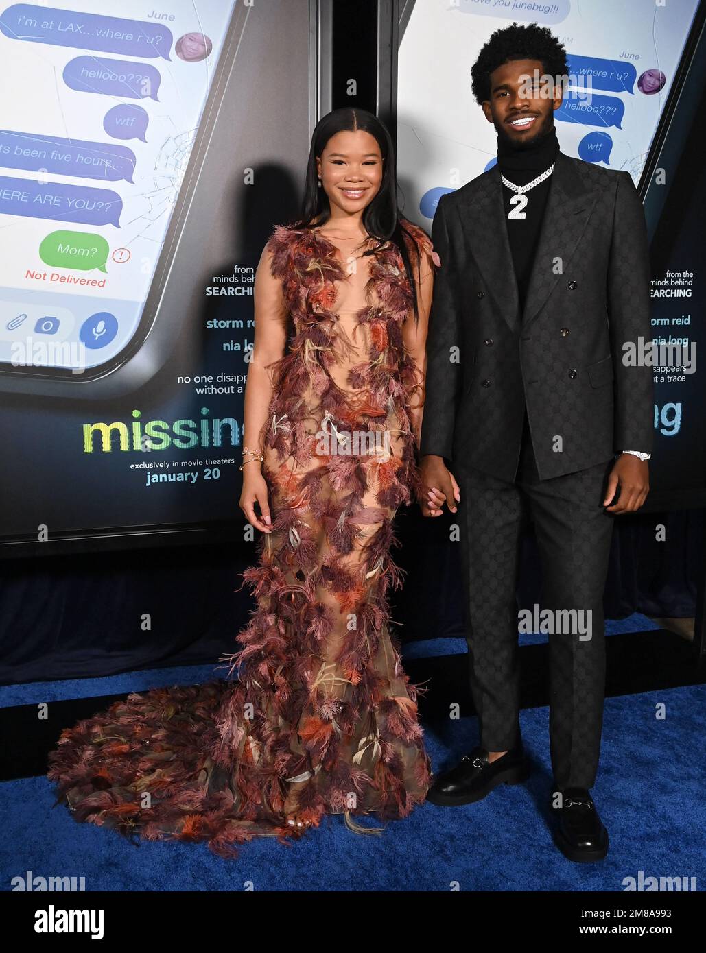 Los Angeles, Ca. 12/01/2023, Storm Reid and Shedeur Sanders arriving to ...