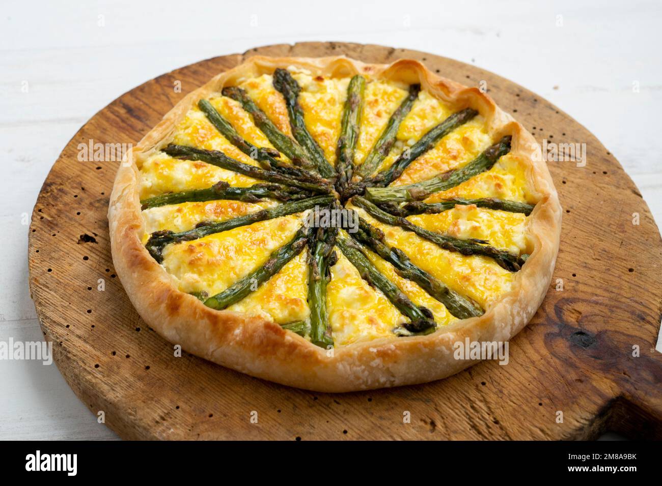 Asparagus French quiche. In gastronomy, a quiche is a type of savory ...