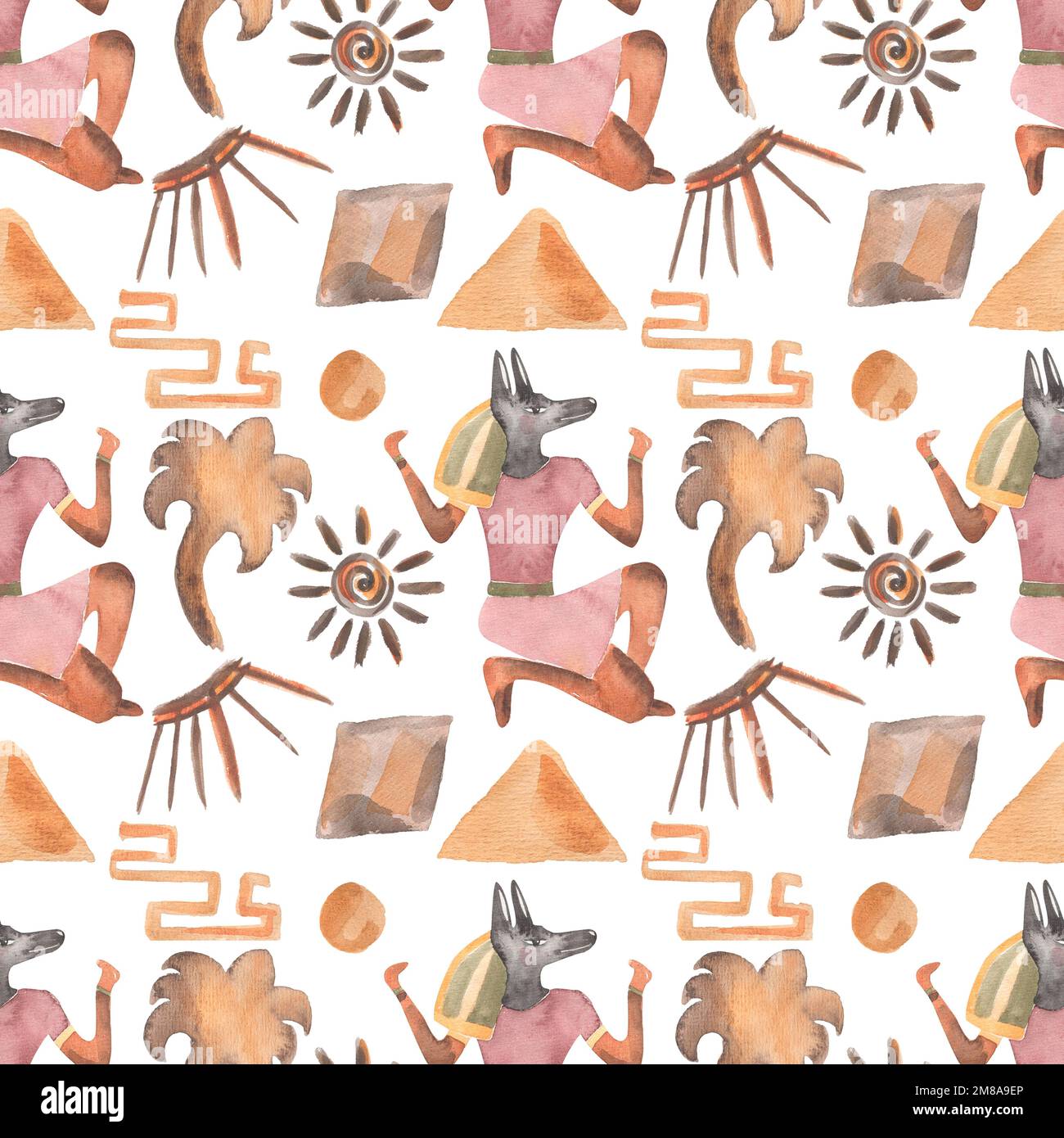 Ancient Tribal seamless pattern, Watercolor modern abstract ...