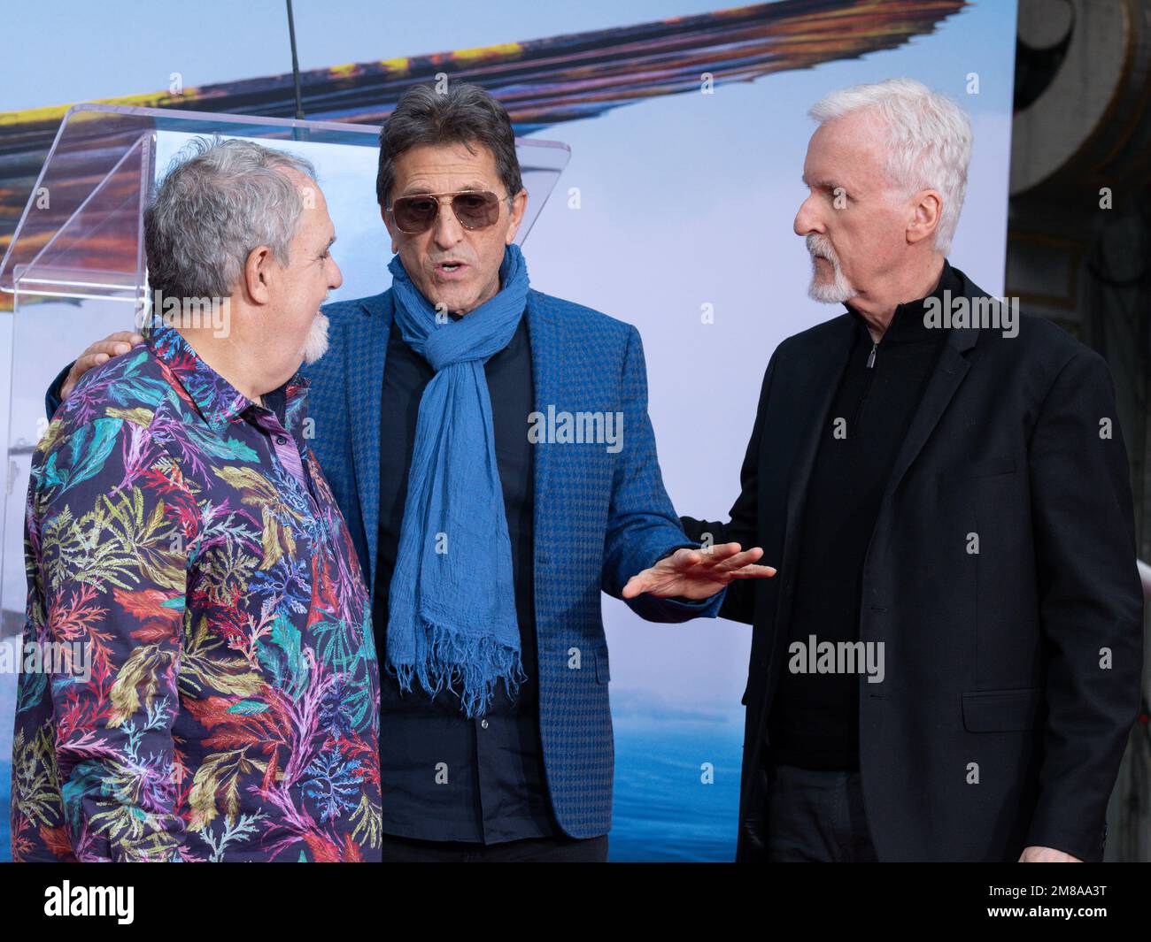 January 12, 2023, Hollywood: (I-R) Jon Landau, Elie Samaha and James ...