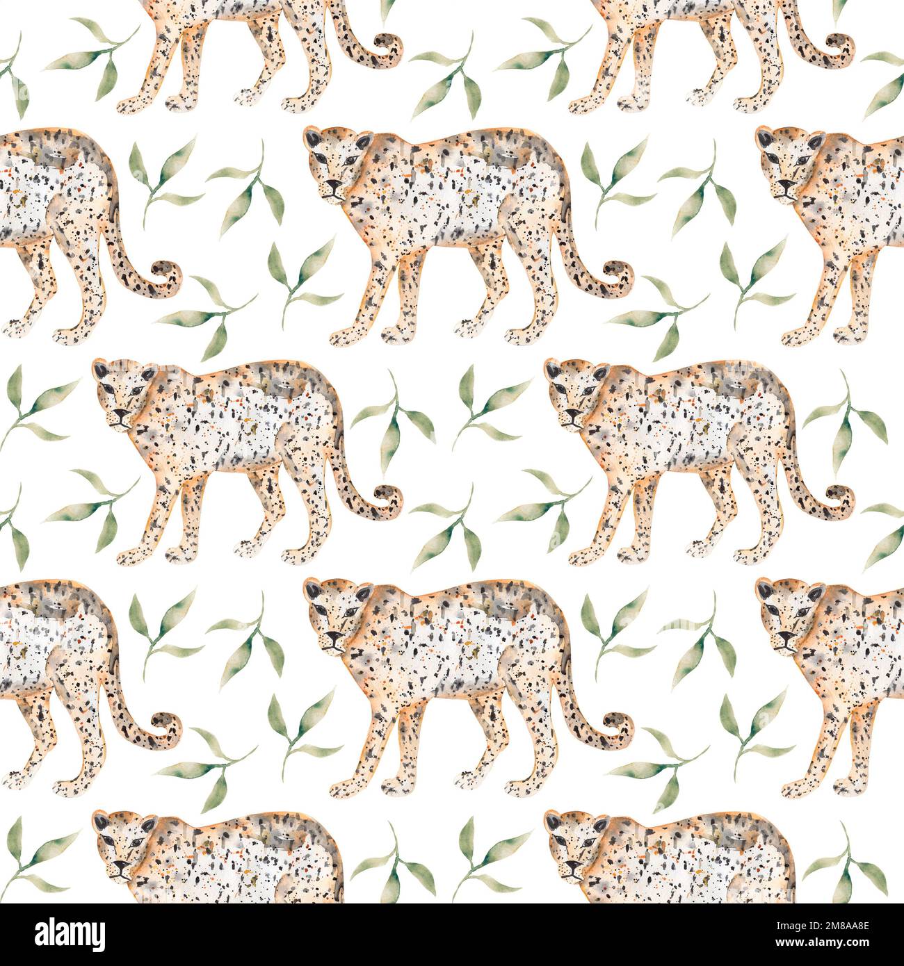 Watercolor Jungle Leopard Digital Paper, Safari Animal Pattern, African ...