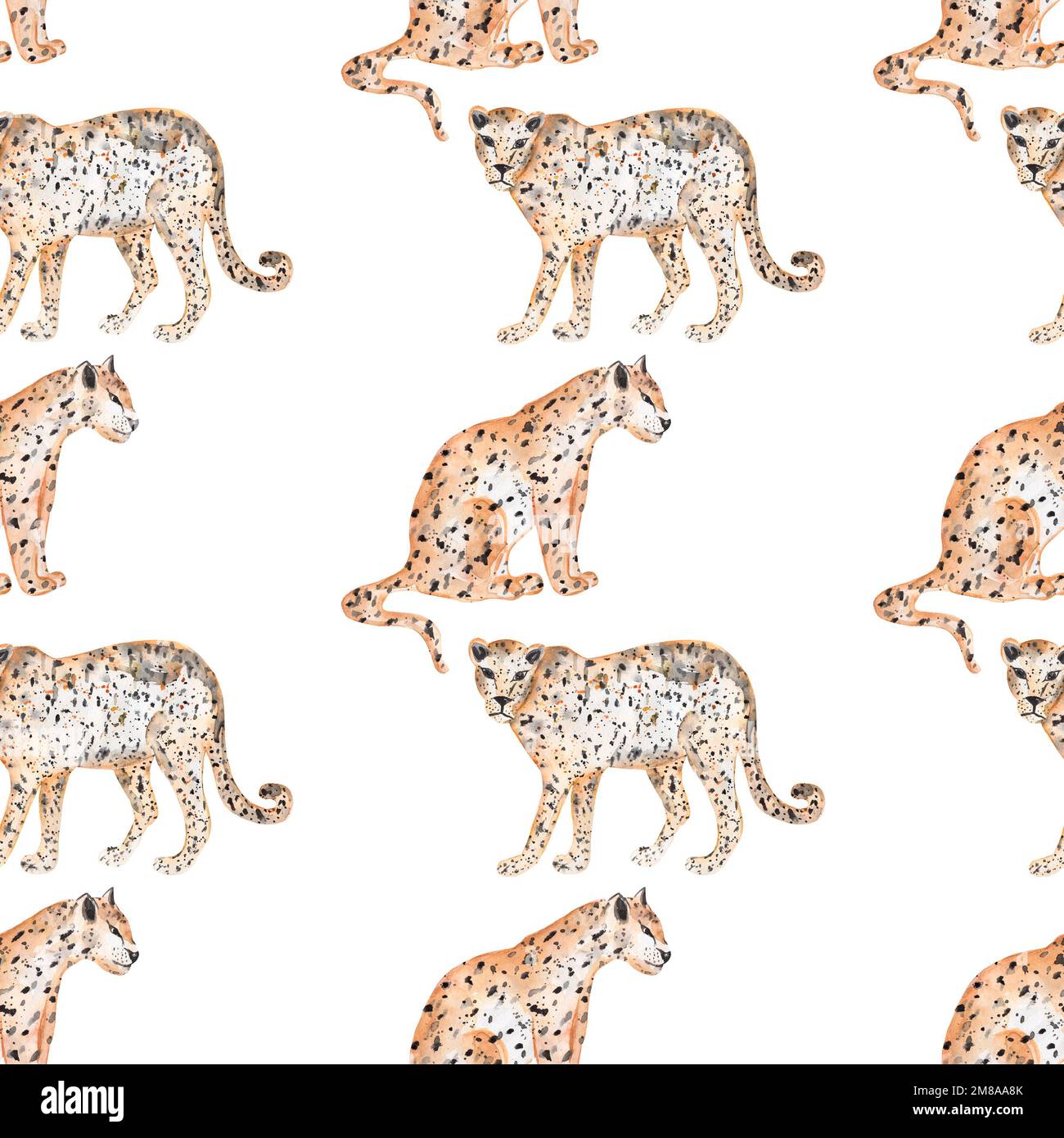 Watercolor Jungle Leopard Digital Paper, Safari Animal Pattern, African ...
