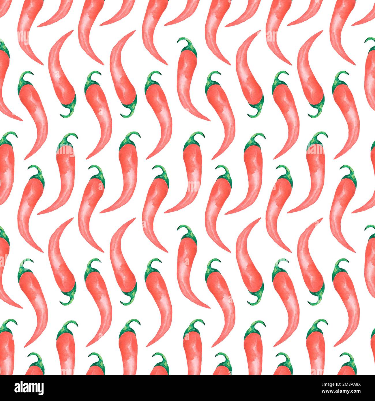 Red Chili Pepper Seamless Pattern, Watercolor Food paper digital ...