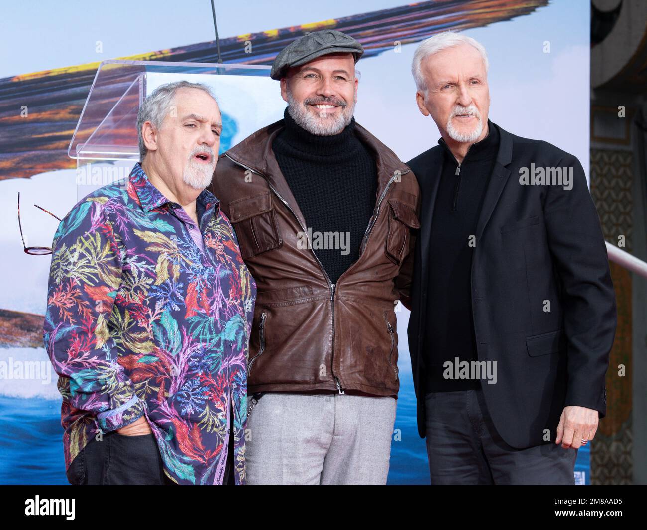 January 12, 2023, Hollywood: Jon Landau, Billy Zane and James Cameron ...
