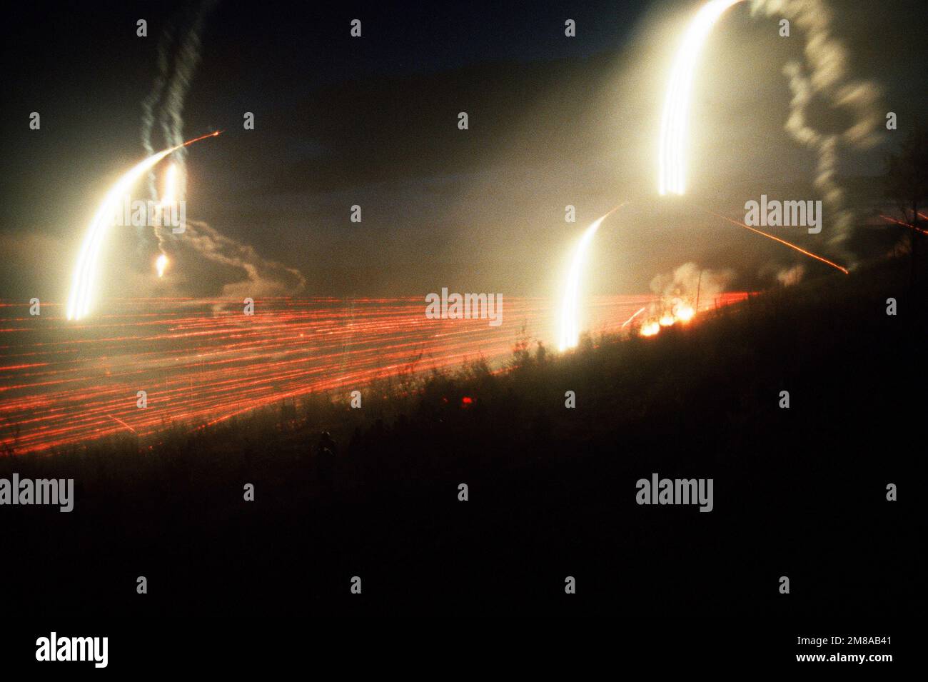 Flares and tracers, defensive fire of the 1ST Battalion, 17th Infantry ...
