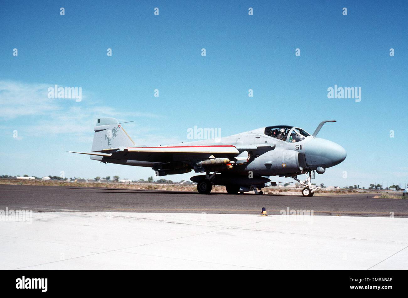A right side view of an A-6E Intruder aircraft preparing for takeoff ...