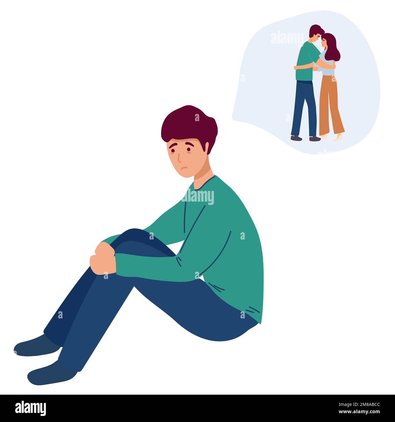 man remembers relationships and love with a woman, separation longing ...