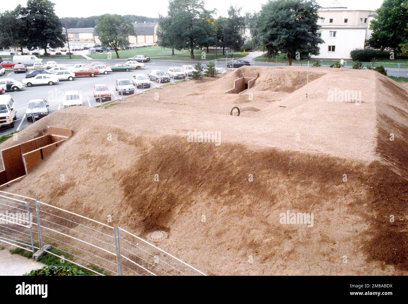 An overview of entryways to underground shelters being installed on ...