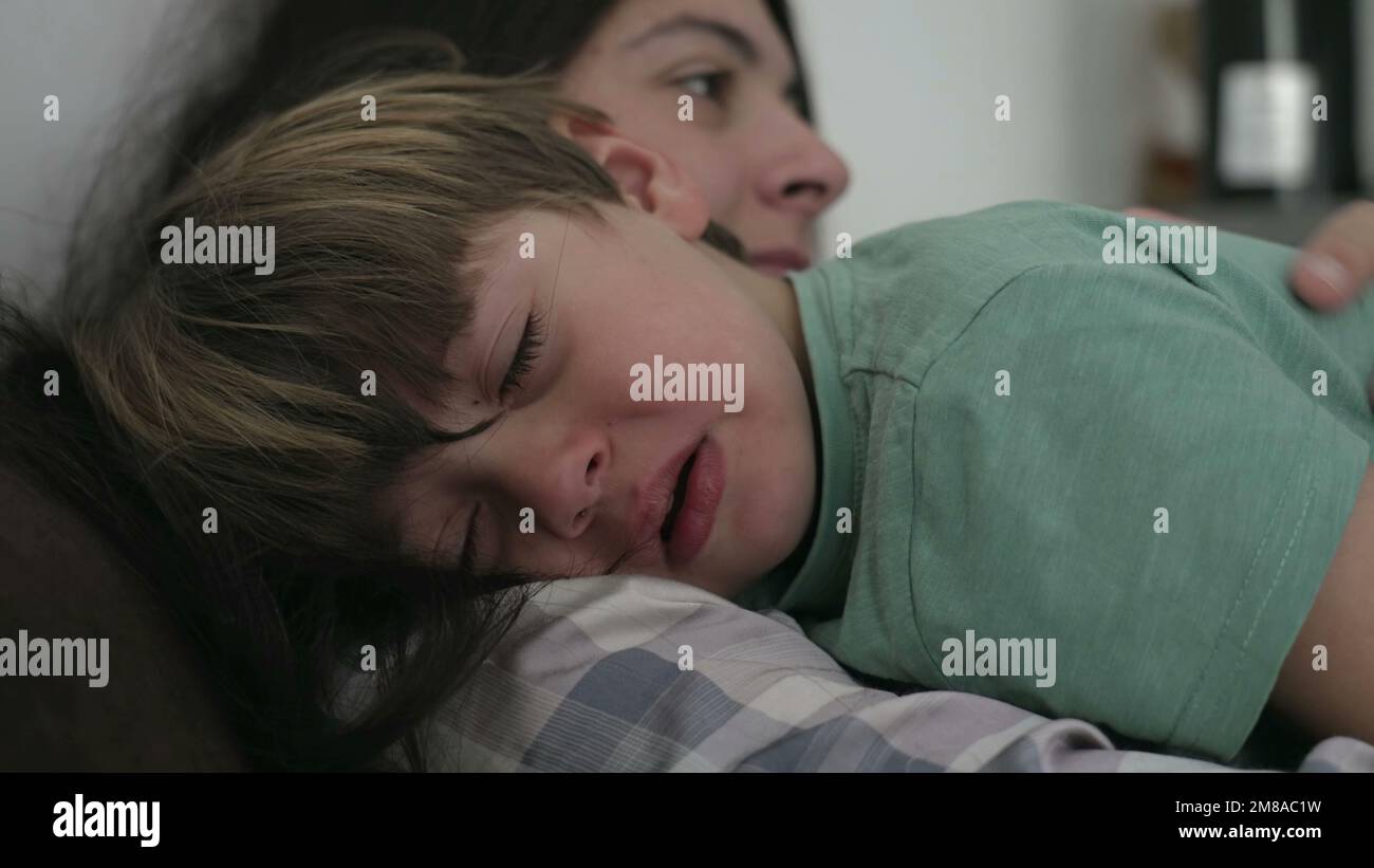 Tearful crying child. Mother consoling sad little boy. Kid in crisis ...