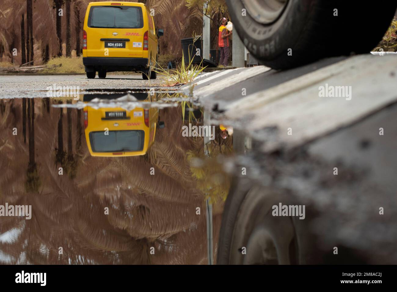Scene of the stagnant pool of water after rain around the suburb ...