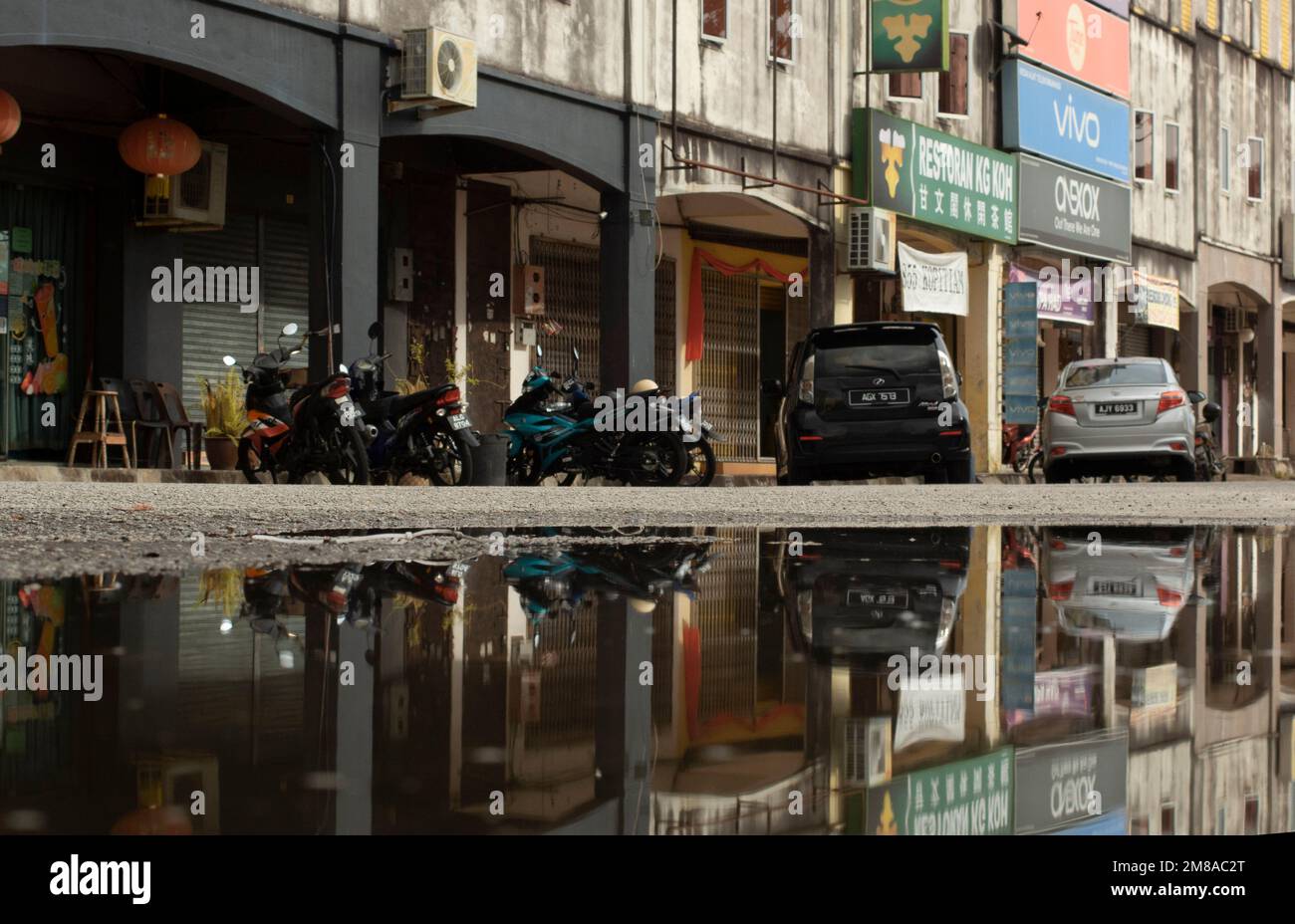 Scene of the stagnant pool of water after rain around the suburb ...