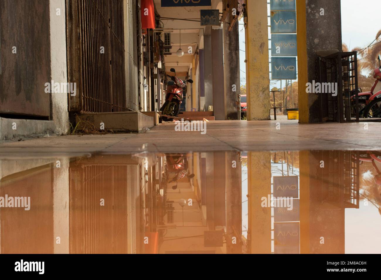 Scene of the stagnant pool of water after rain around the suburb ...