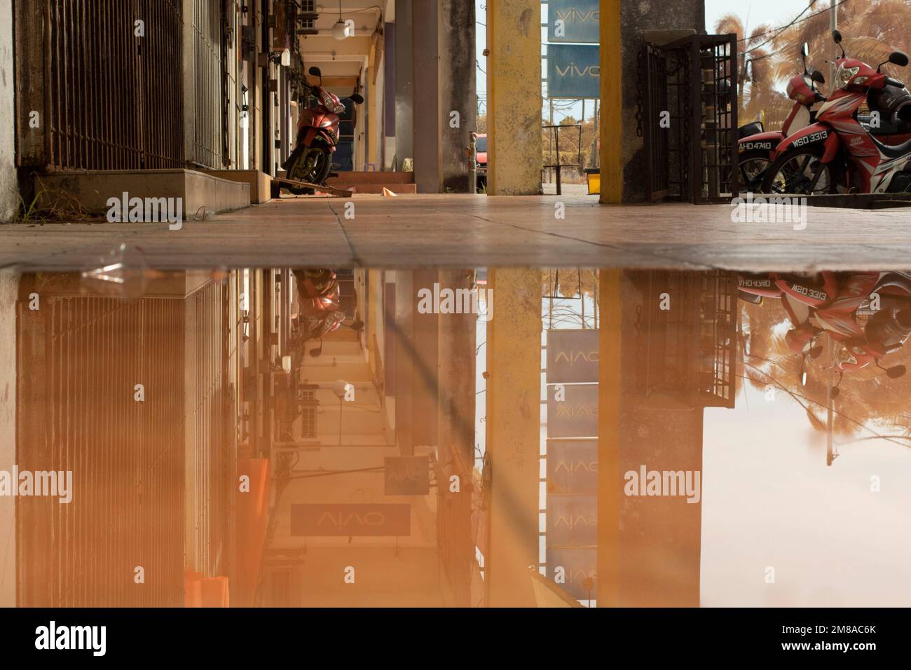 Scene of the stagnant pool of water after rain around the suburb ...