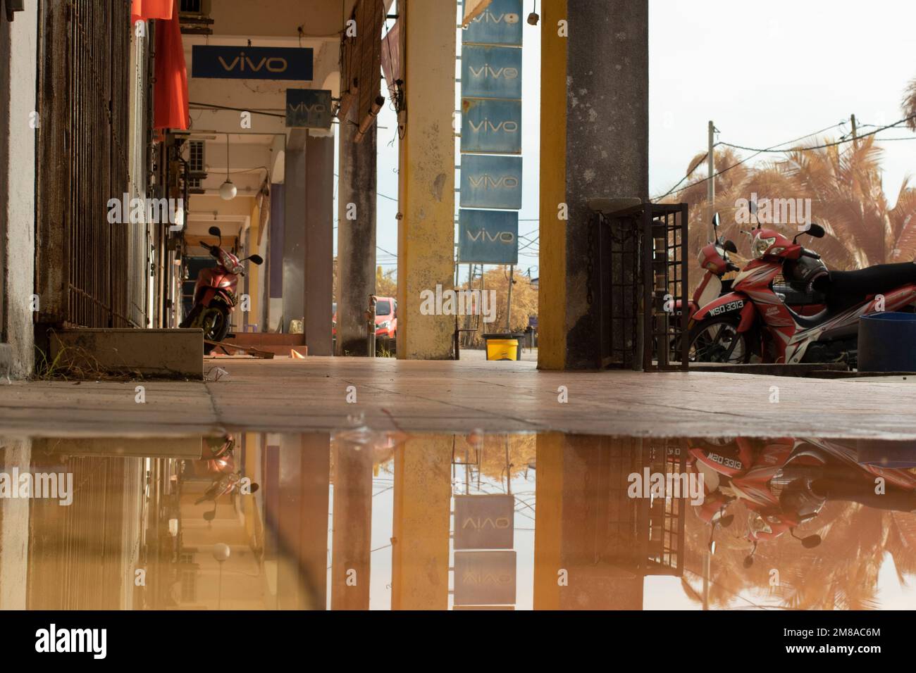 Scene of the stagnant pool of water after rain around the suburb ...