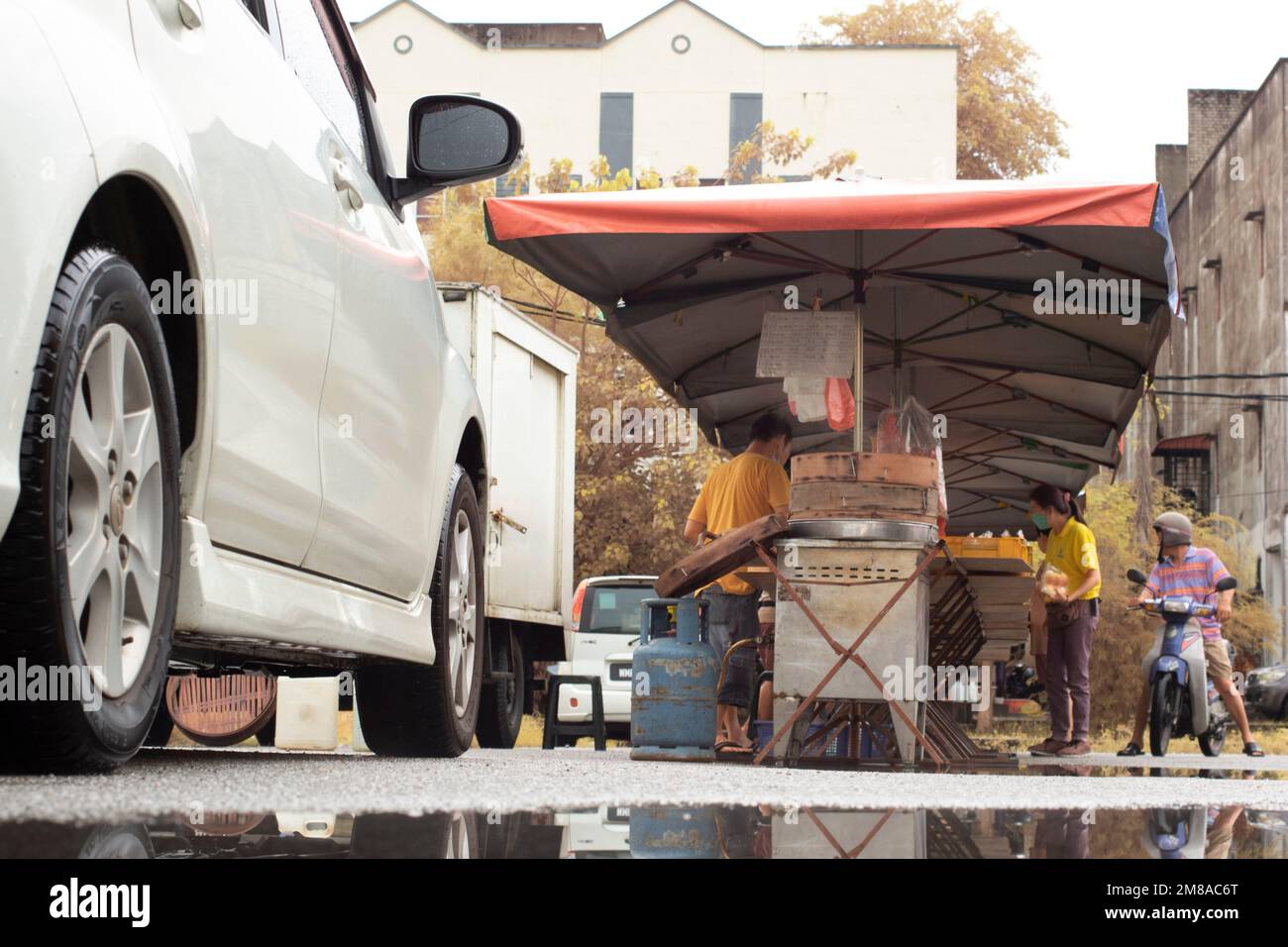 Scene of the stagnant pool of water after rain around the suburb ...