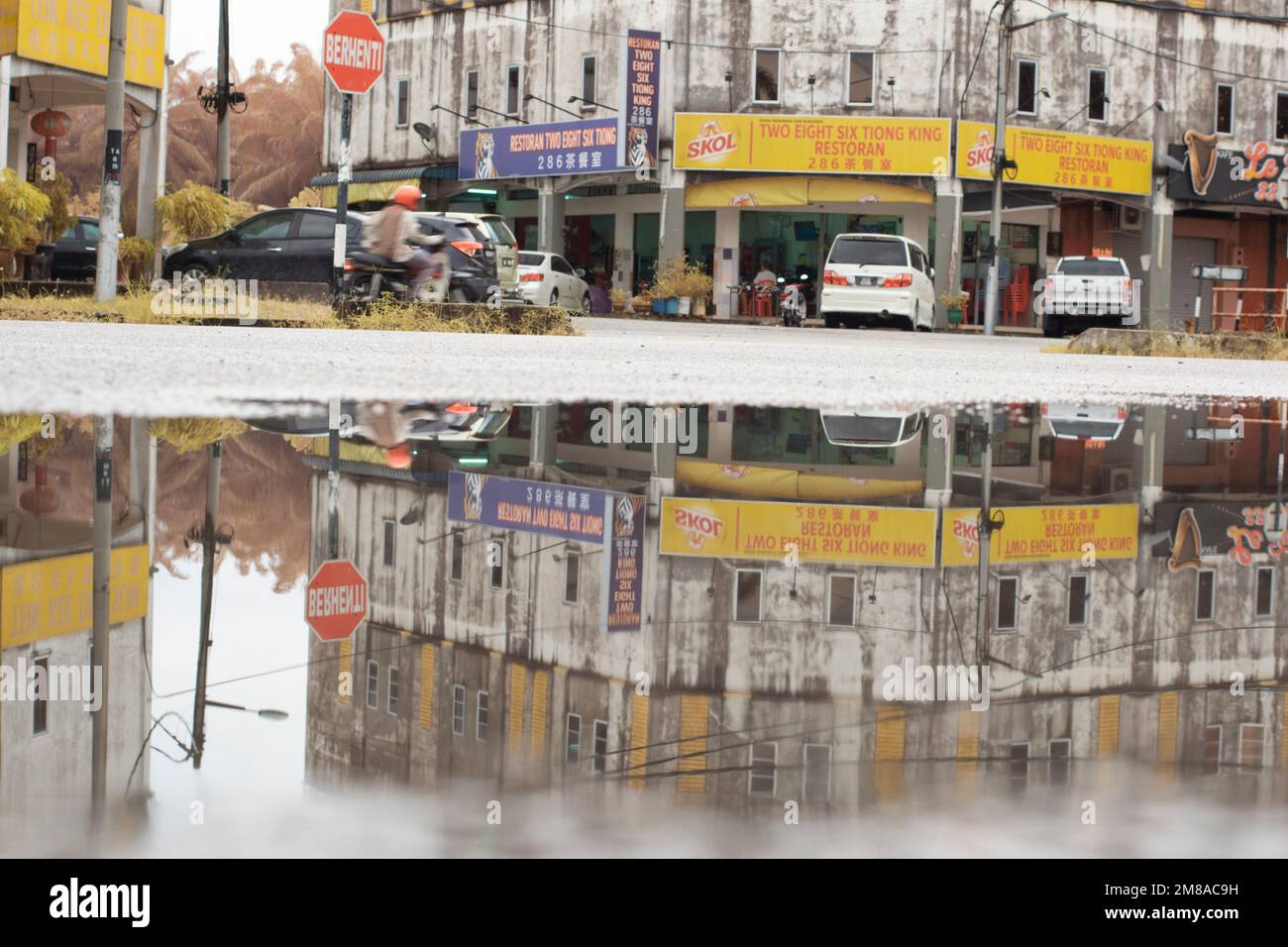 Scene of the stagnant pool of water after rain around the suburb ...