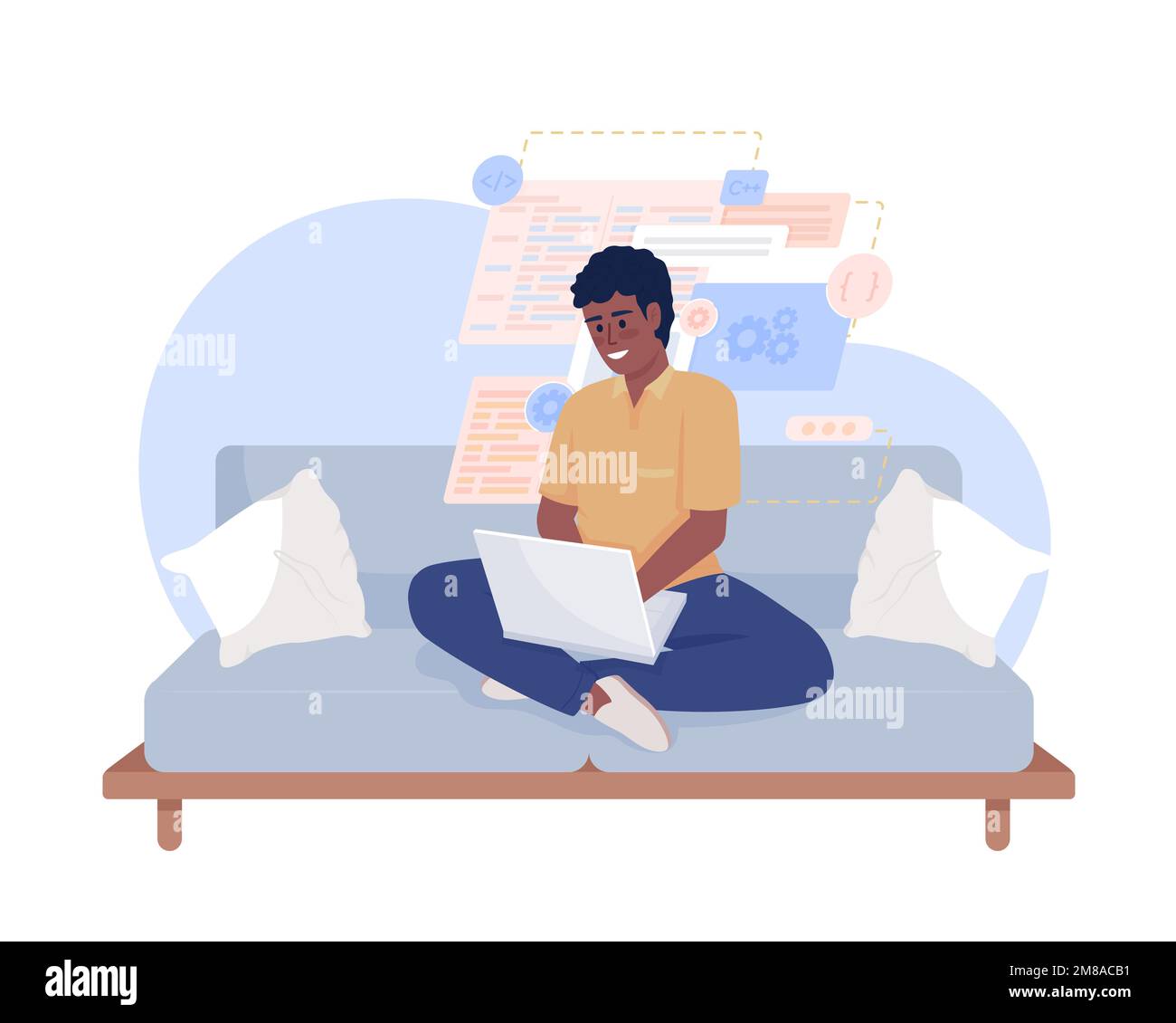 Online coding class 2D vector isolated illustration Stock Vector Image ... Online coding class 2D vector isolated illustration Stock Vector Image ...