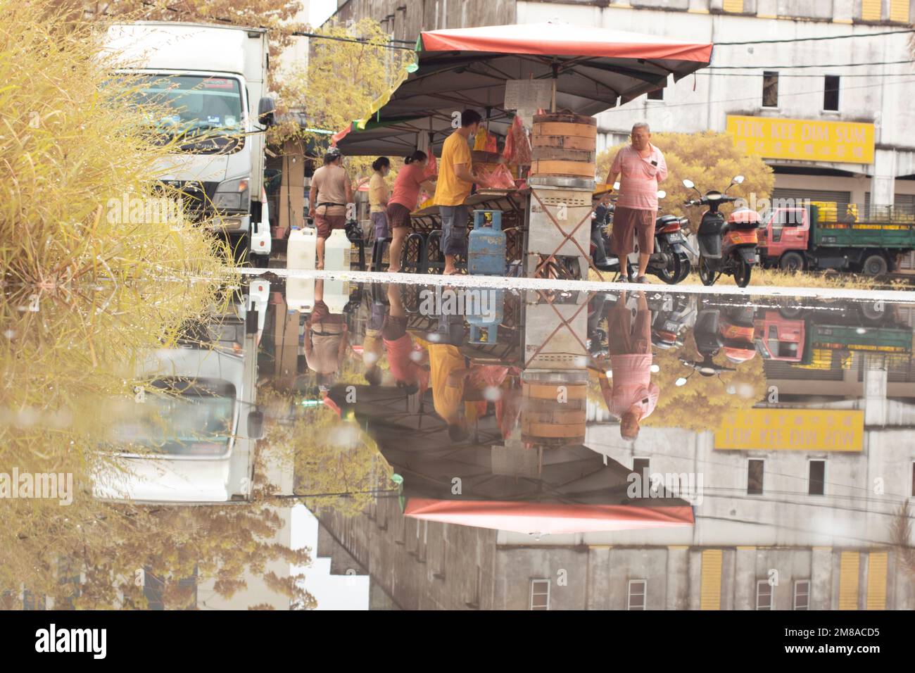 Scene of the stagnant pool of water after rain around the suburb ...