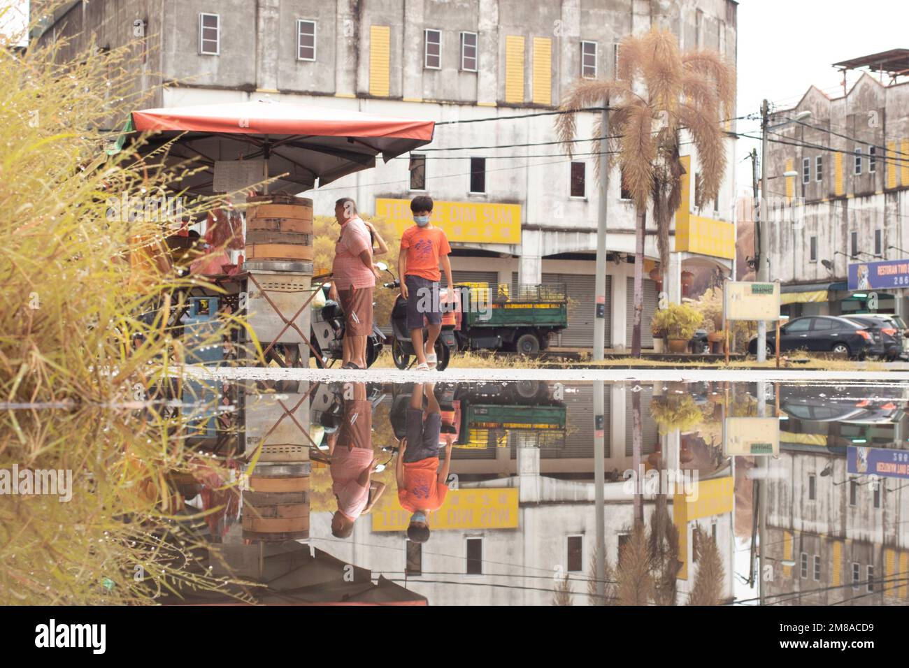 Scene of the stagnant pool of water after rain around the suburb ...