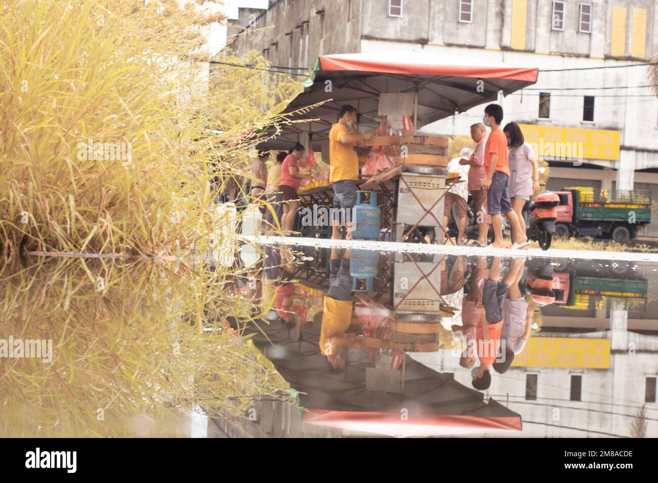 Scene of the stagnant pool of water after rain around the suburb ...