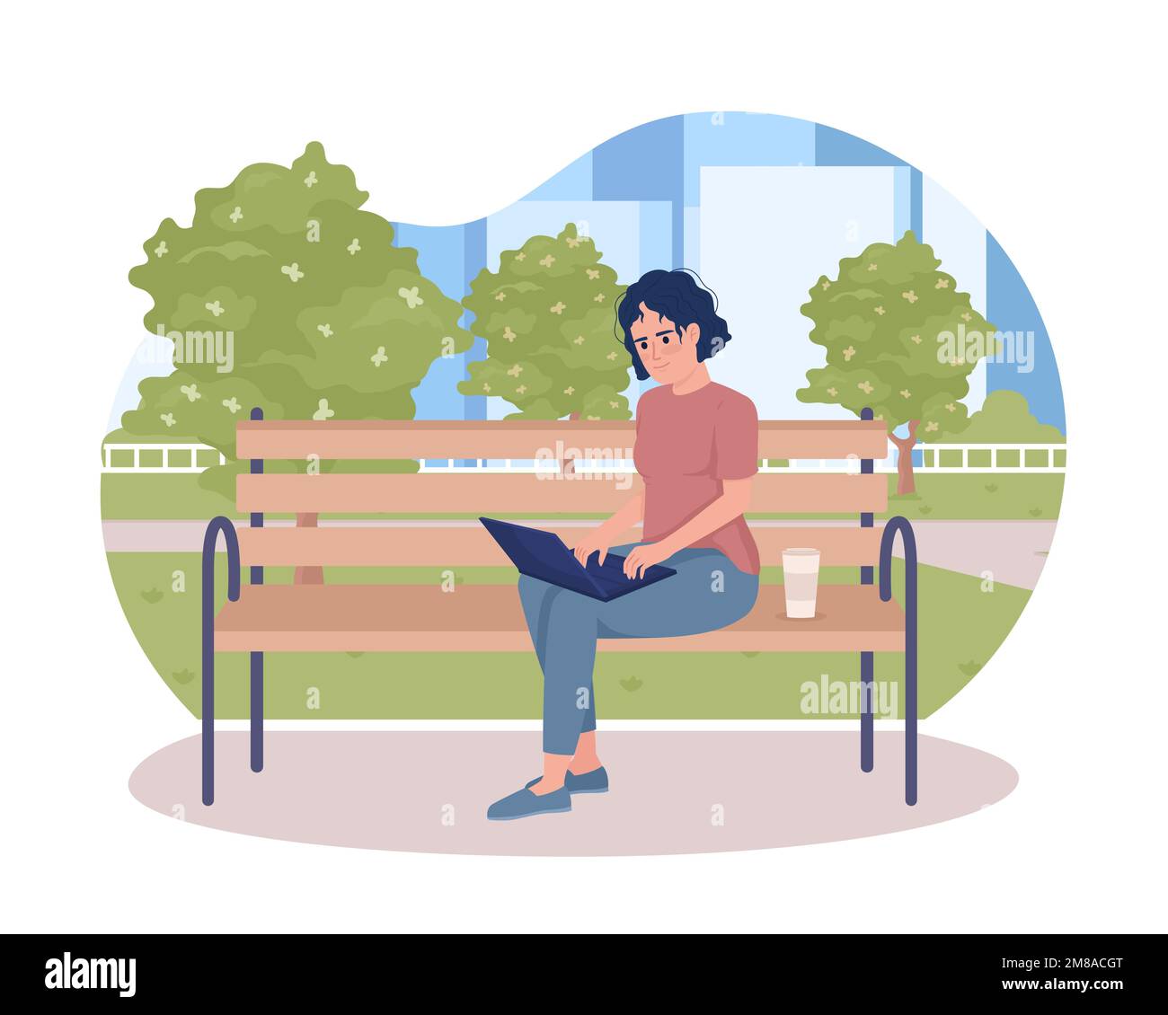 Work virtually anywhere 2D vector isolated illustration Stock Vector ...