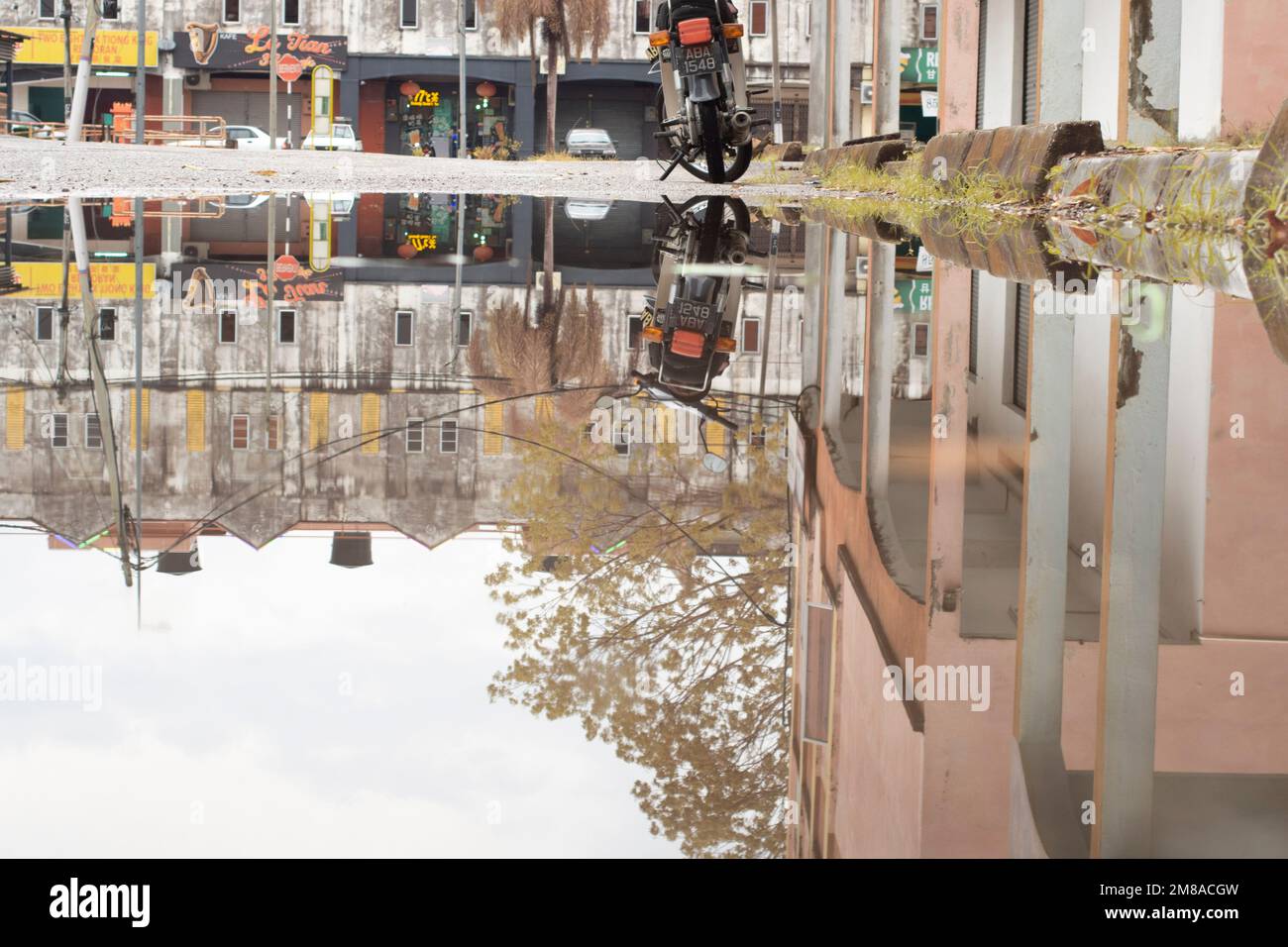 Scene of the stagnant pool of water after rain around the suburb ...