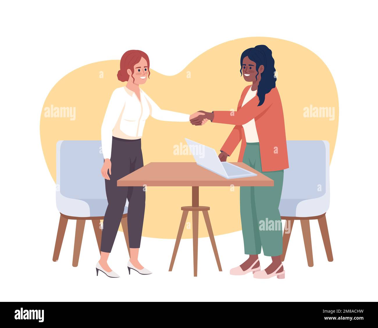 Successful employment interview 2D vector isolated illustration Stock ...