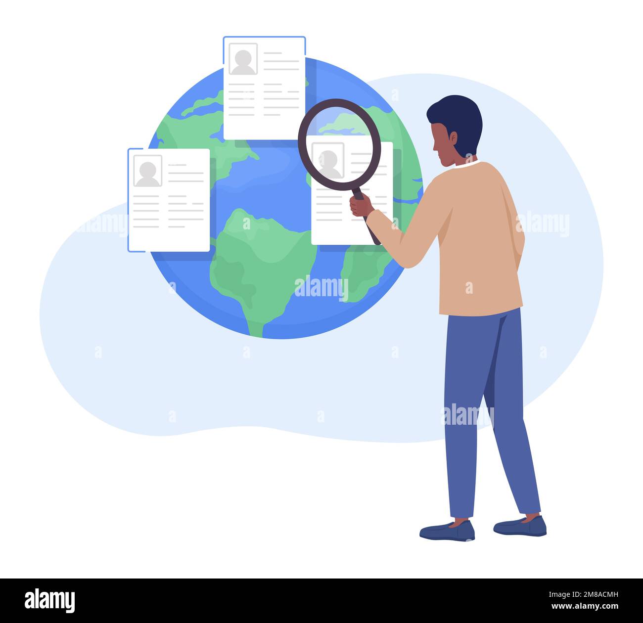 Global HR manager flat concept vector illustration Stock Vector Image ...