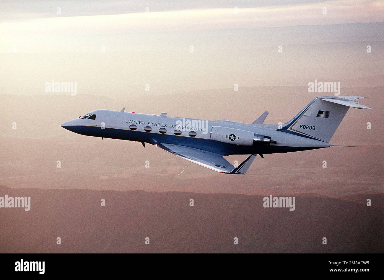 A left side view of a C-20A aircraft from the 99th Military Airlift ...