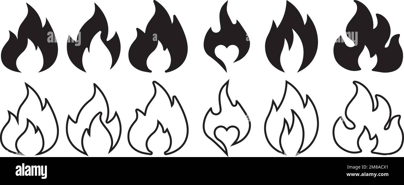A vector design of fire flame set on a white background Stock Vector ...