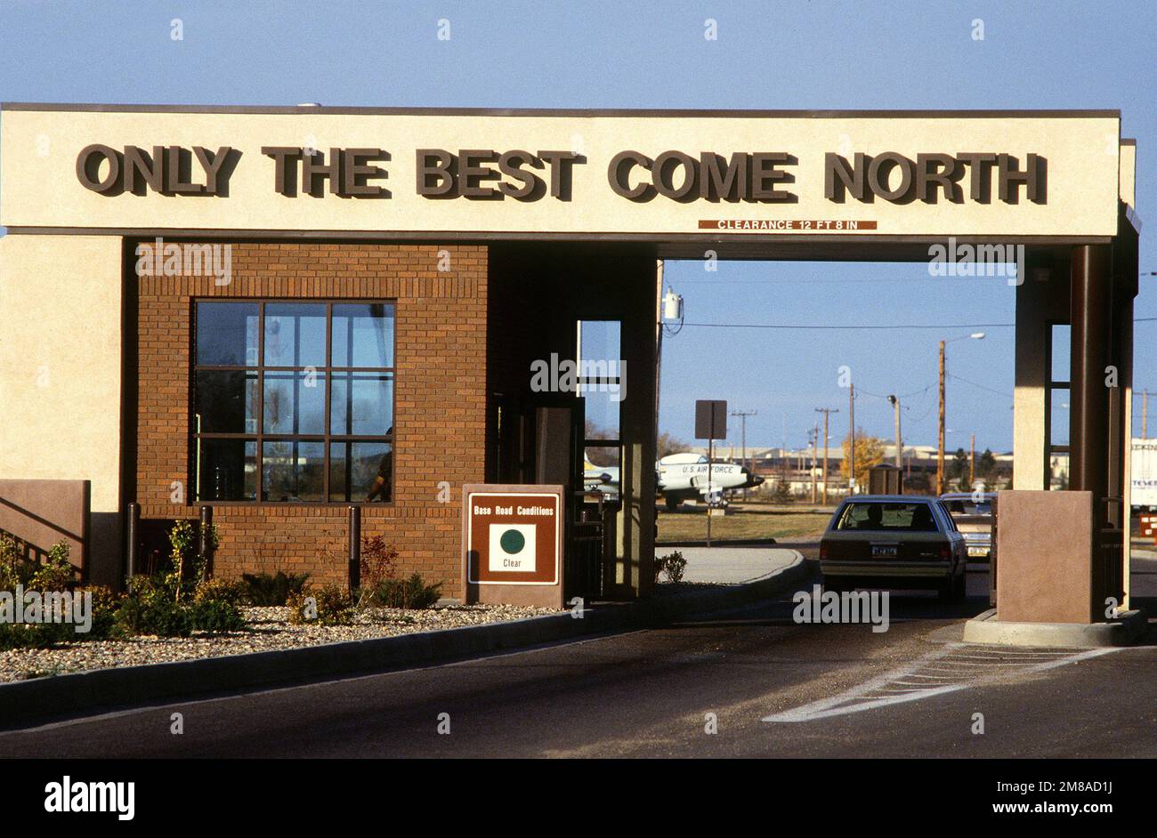 A view of the main gate as aircrewmen arrive for the Strategic Air ...