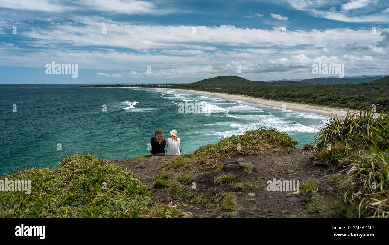 Cabarita Beach, NSW, Australia - People sitting on the edge and ...