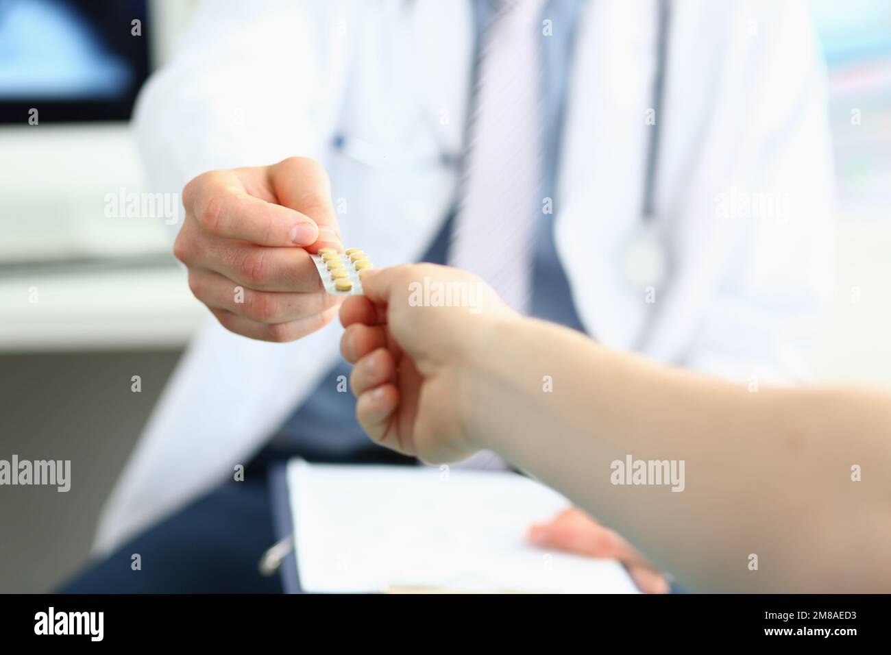 Doctor and patient prescription for antidepressants hi-res stock ...