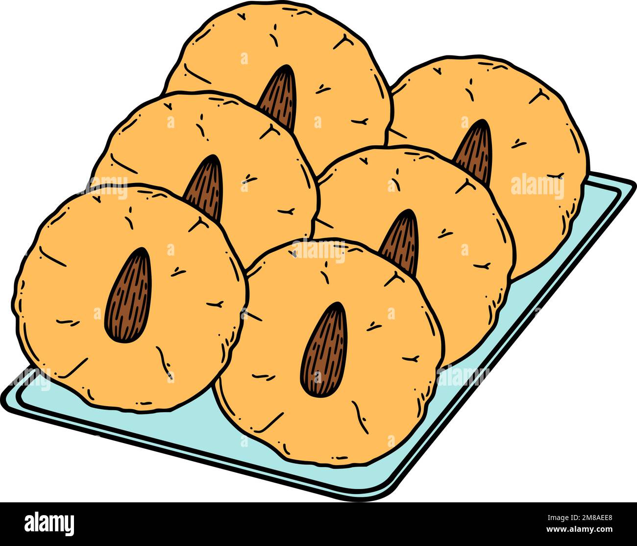Chinese almond cookies vector illustration. Chinese New year dessert ...