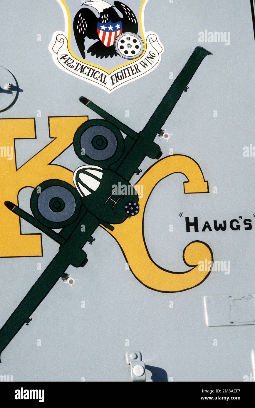 The official insignia of the 442nd Tactical Fighter Wing decorates an A ...