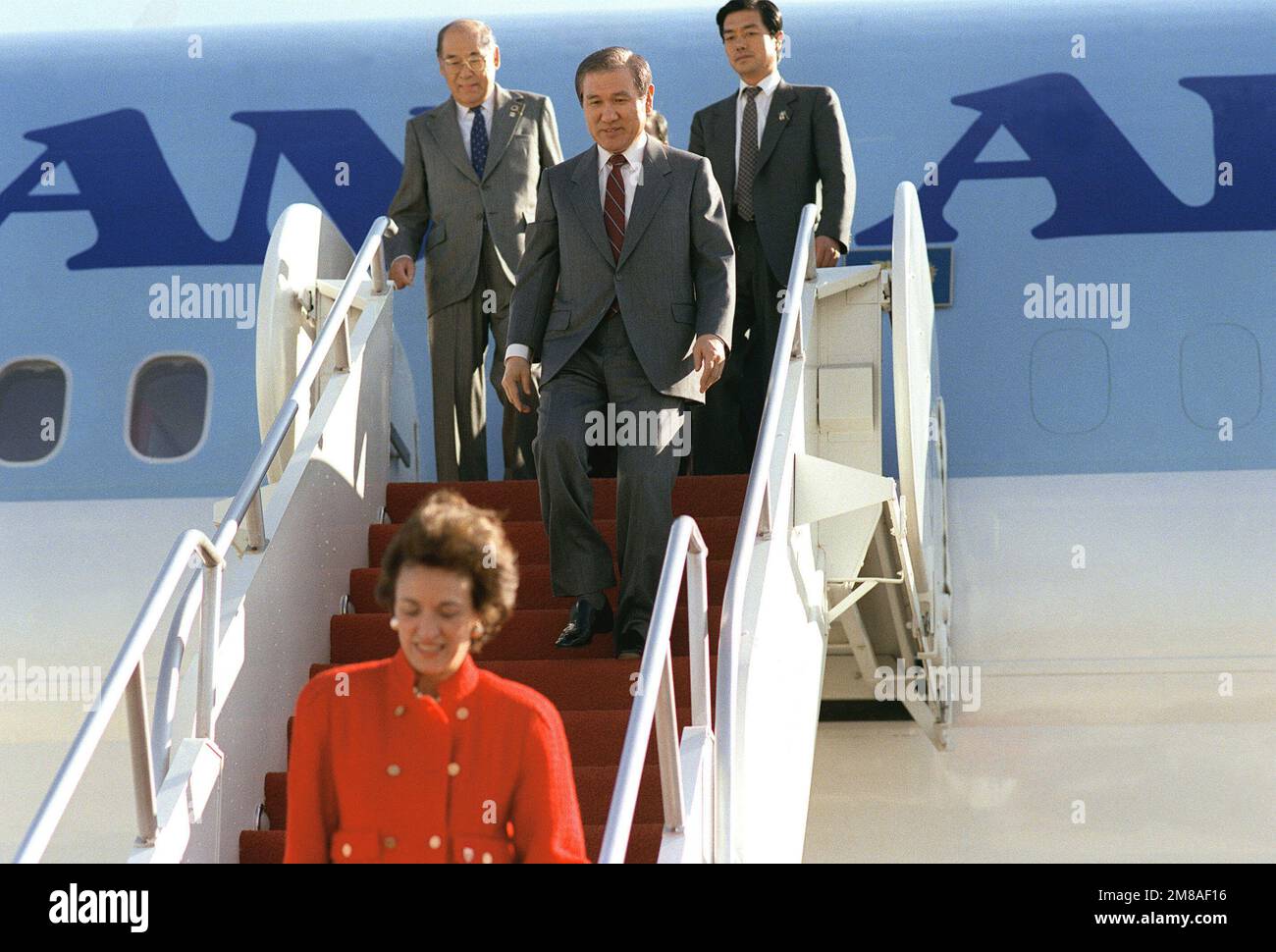 President Roh Tae Woo of South Korea arrives on base. Base: Andrews Air ...