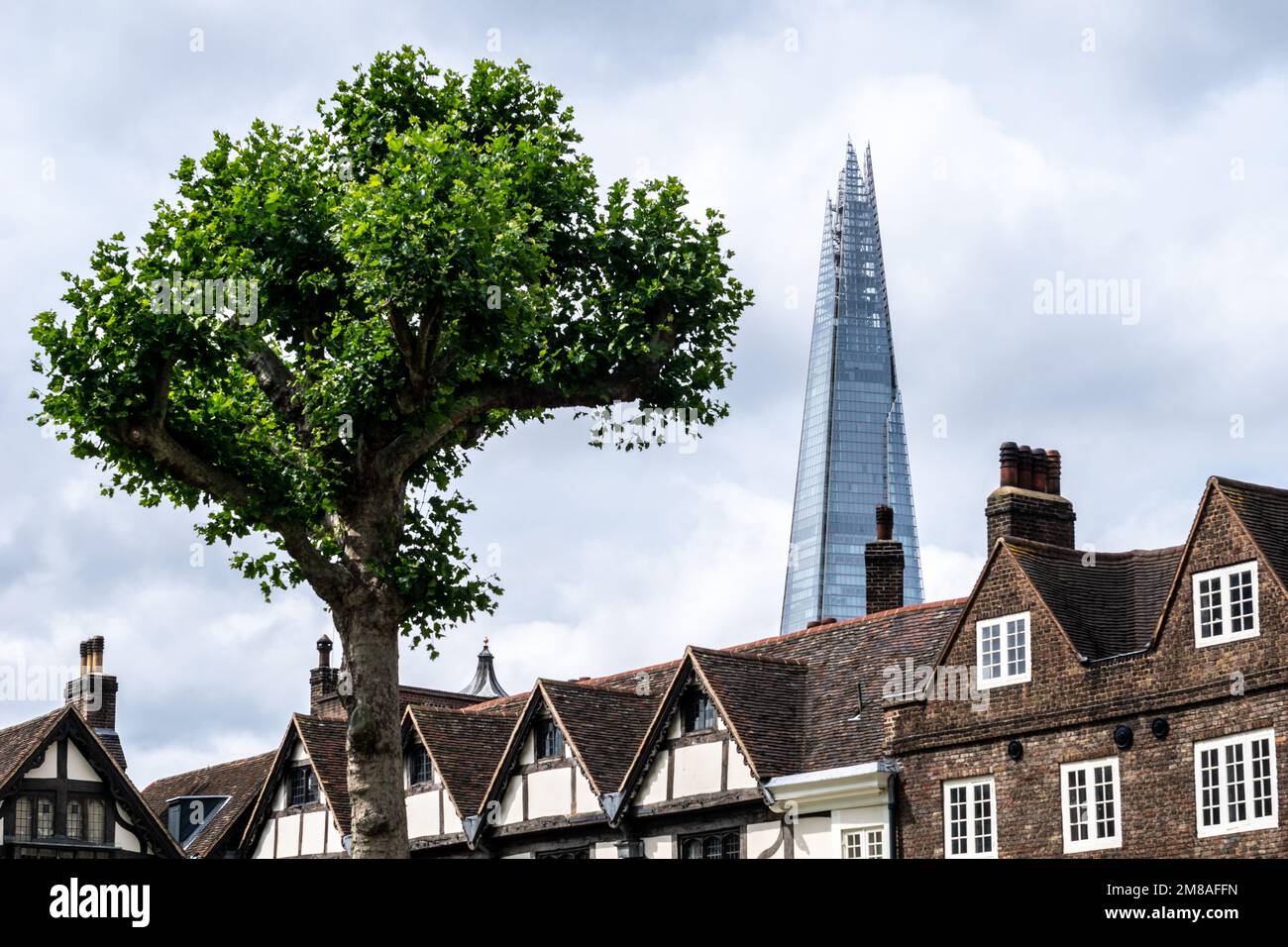The Shard, seen from inside the Tower of London, in 2021 Stock Photo ...