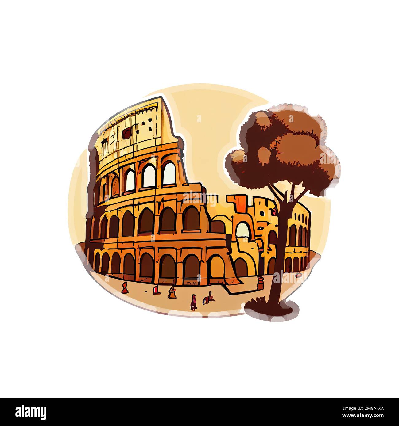Cartoon sticker of the Colosseum, a famous landmark in Rome Stock Photo ...