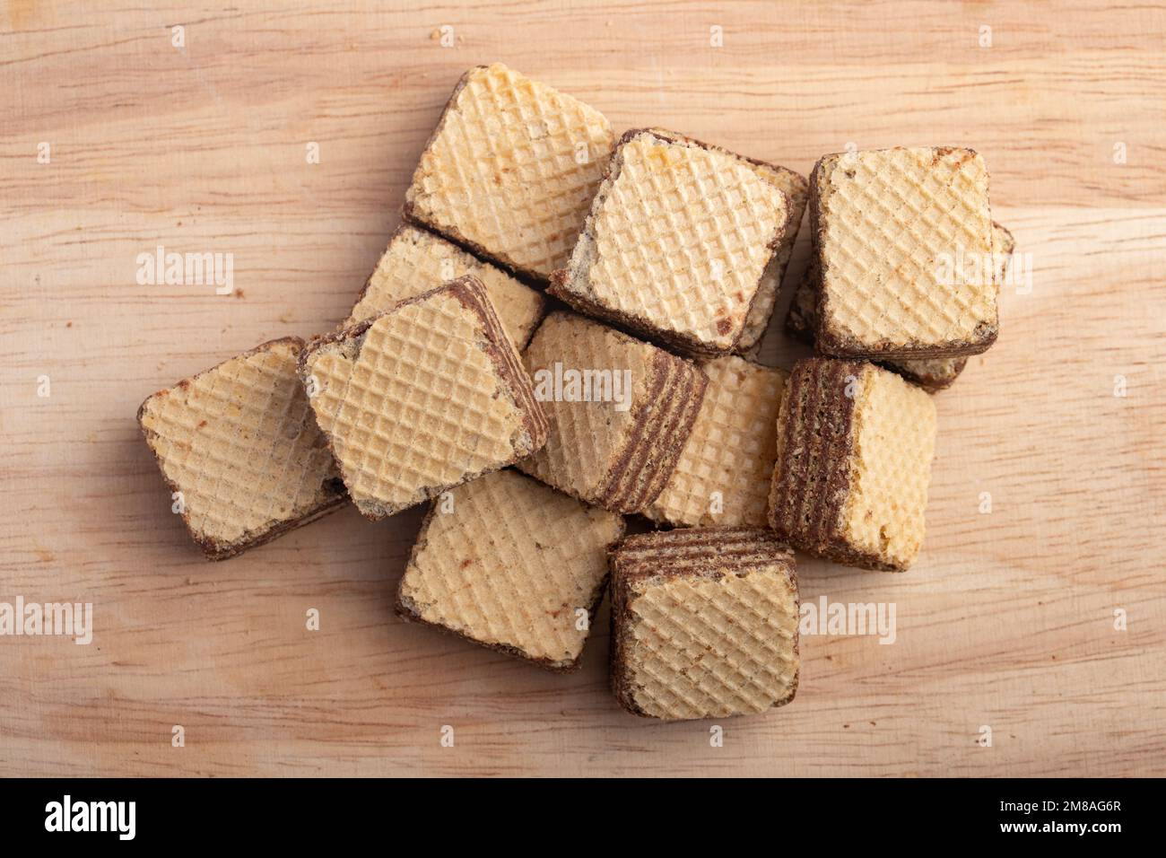 Cube wafer with chocolate cream on isolated white background Stock ...