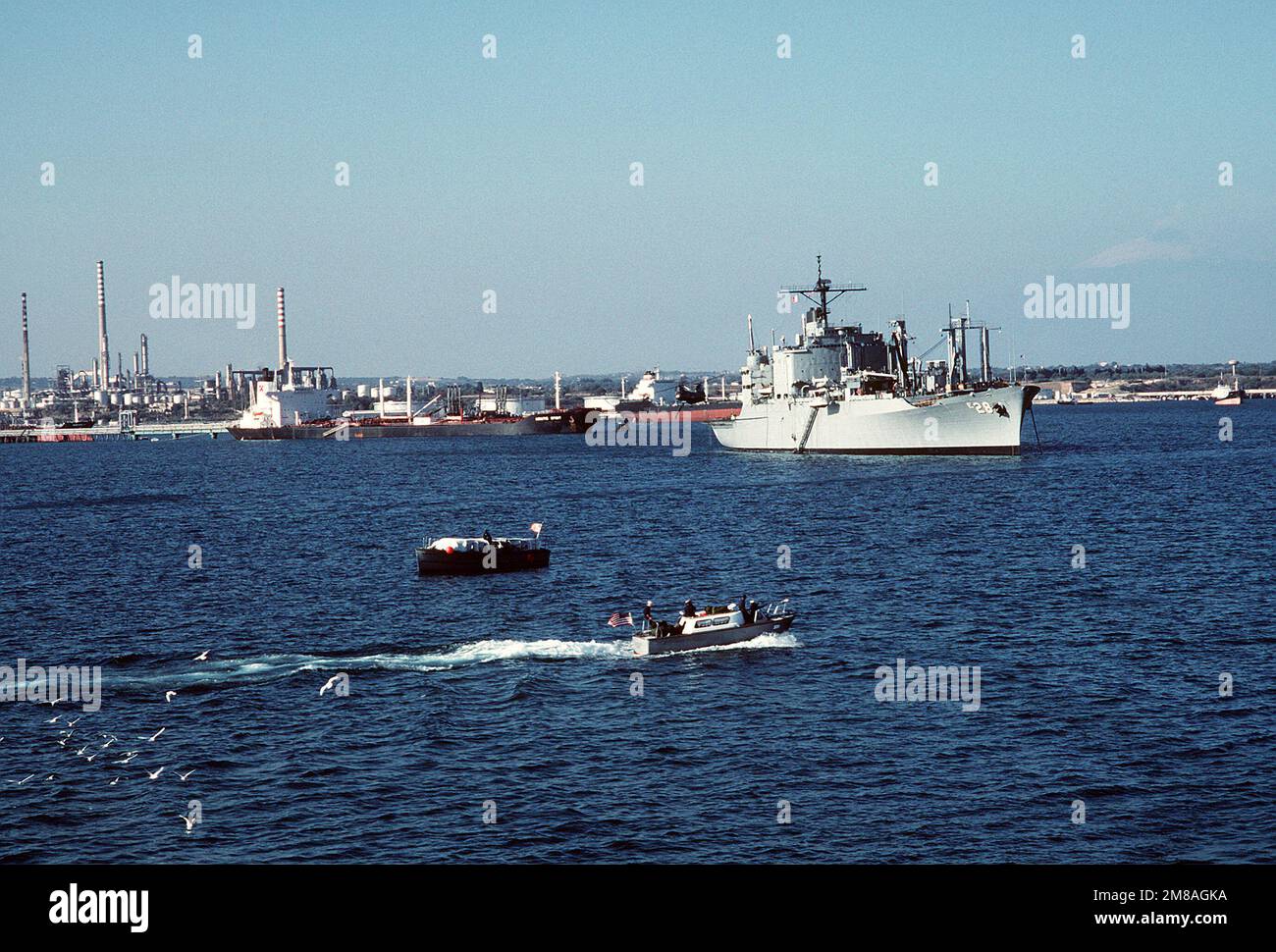 A starboard bow view of the ammunition ship USNS SANTA BARBARA (T-AE-28 ...