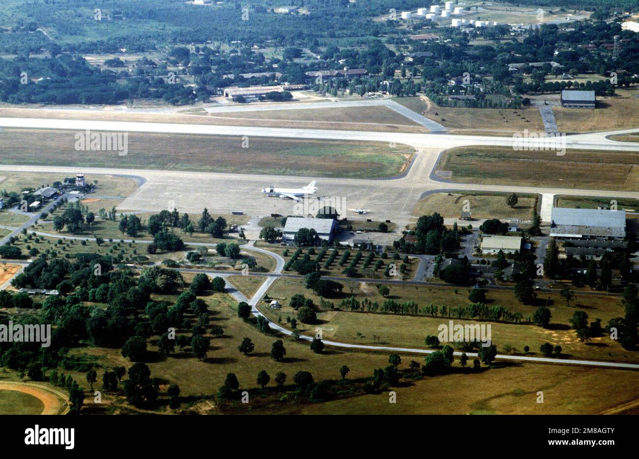 An aerial view of the ramp used by Military Airlift Command aircraft at ...