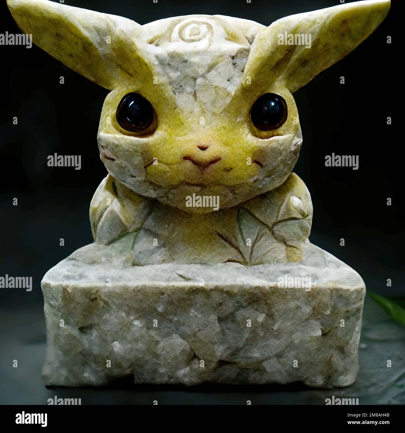 A Pikachu Sculpture Marble with yellow features, closeup shot Stock ...