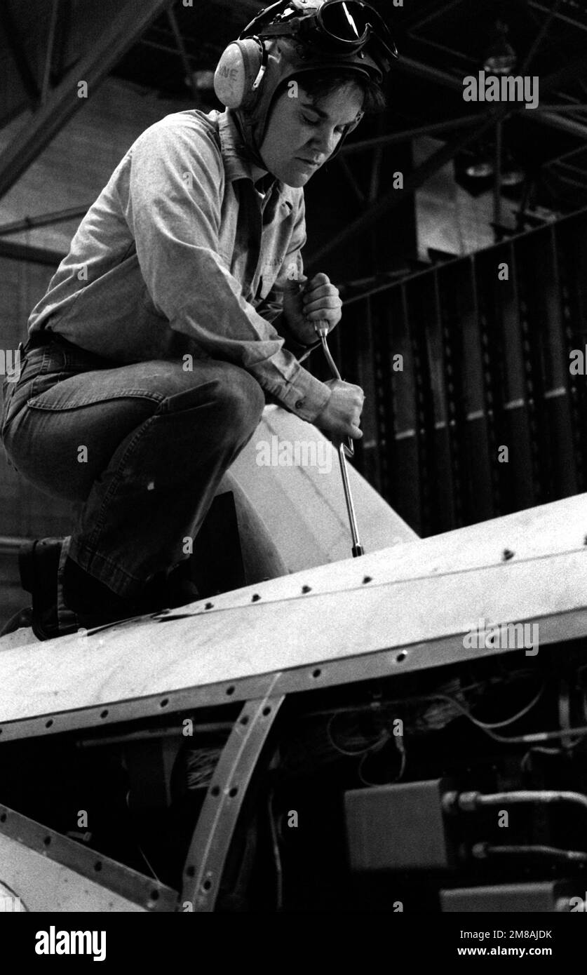 Aviation Structural Mechanic H AIRMAN Lynne Courtney rigs the flap ...