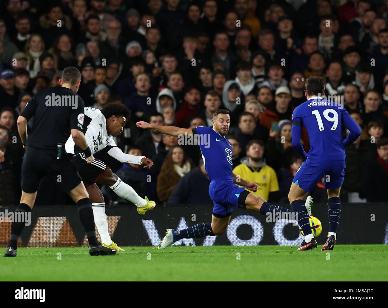 London, England, 12th January 2023. Willian of Fulham scoring his sides ...