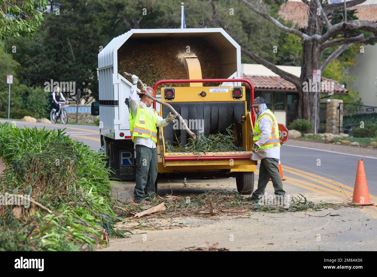 Montecito, California, U.S.A. 12th Jan, 2023. Workers are putting the ...