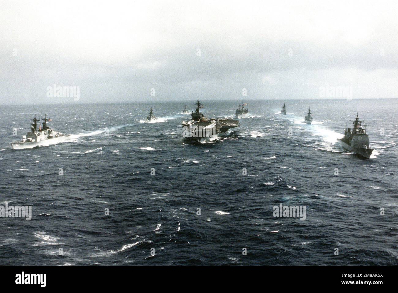 A bow view of the aircraft carrier USS CONSTELLATION (CV-64) underway ...