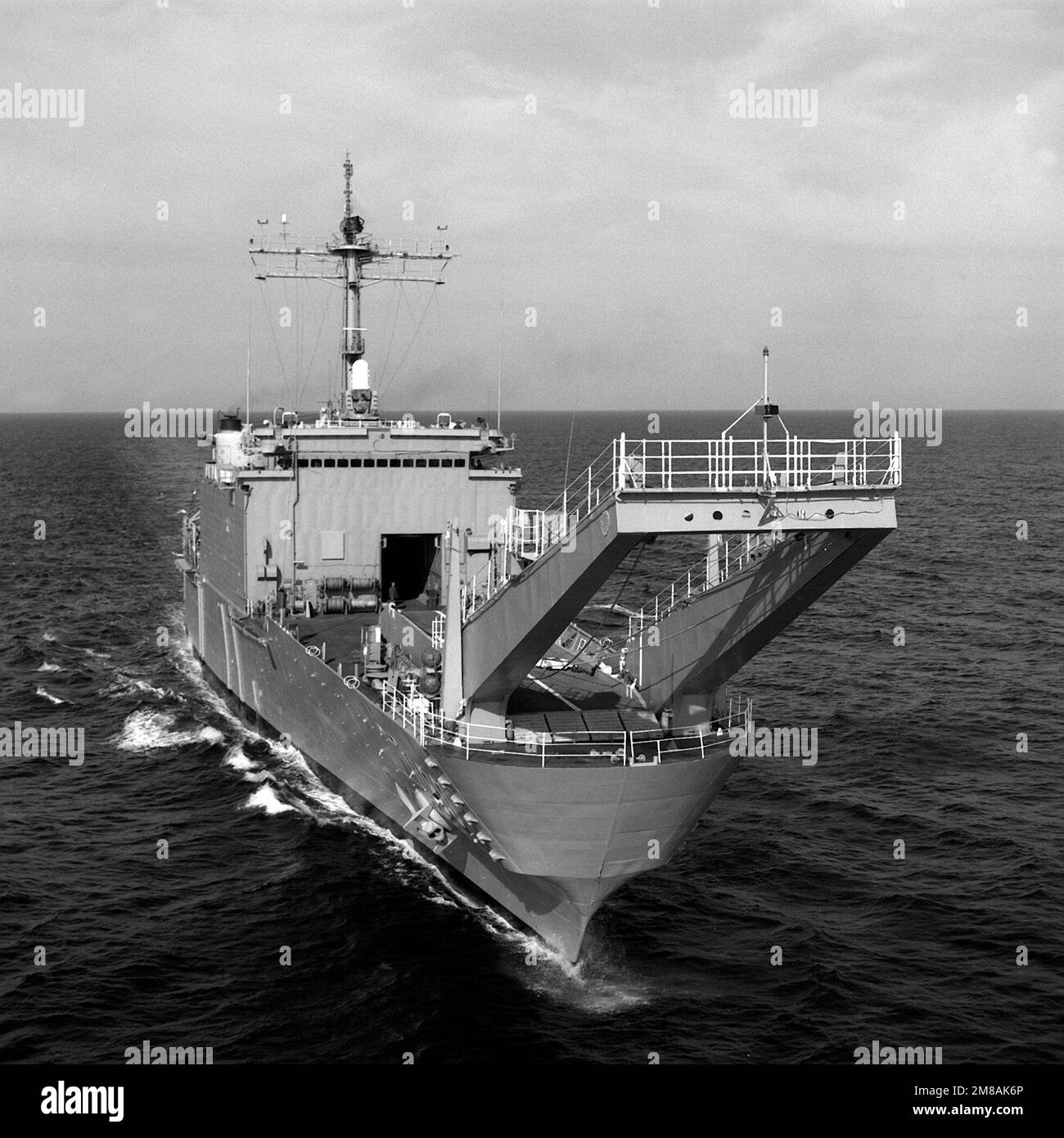 A starboard bow view of the tank landing ship USS MANITOWOC (LST-1180 ...