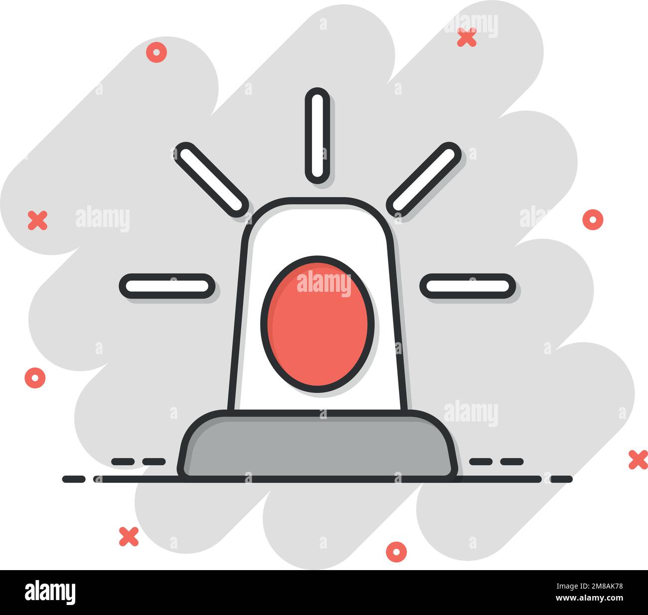 Emergency alarm icon in comic style. Alert lamp cartoon vector ...