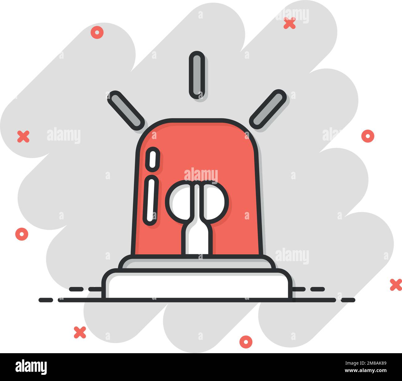 Emergency alarm icon in comic style. Alert lamp cartoon vector ...