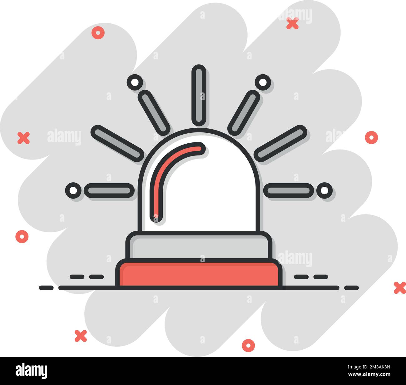 Emergency alarm icon in comic style. Alert lamp cartoon vector ...